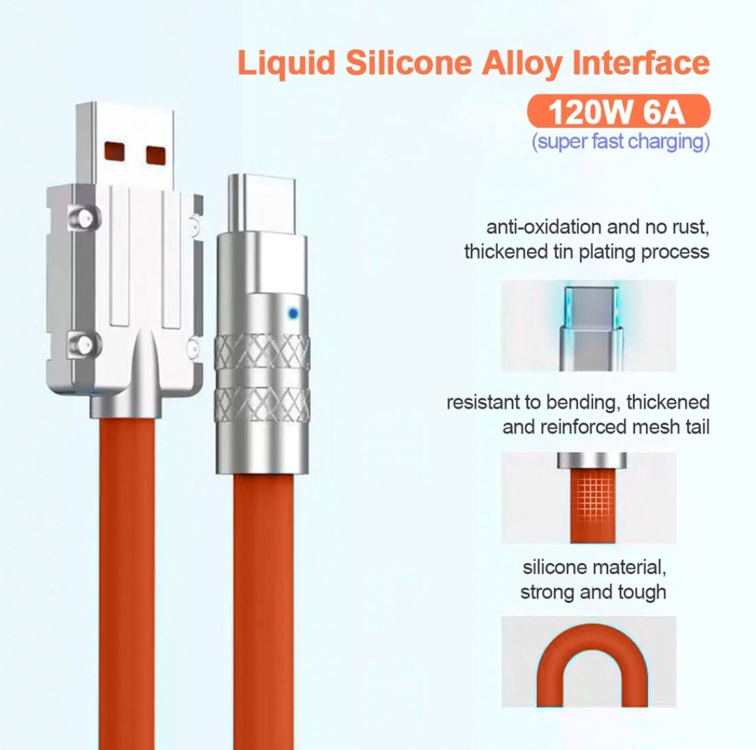 Kabel Data Fast Charging 120W 6A Micro-USB Type-C Super Fast Charging ...