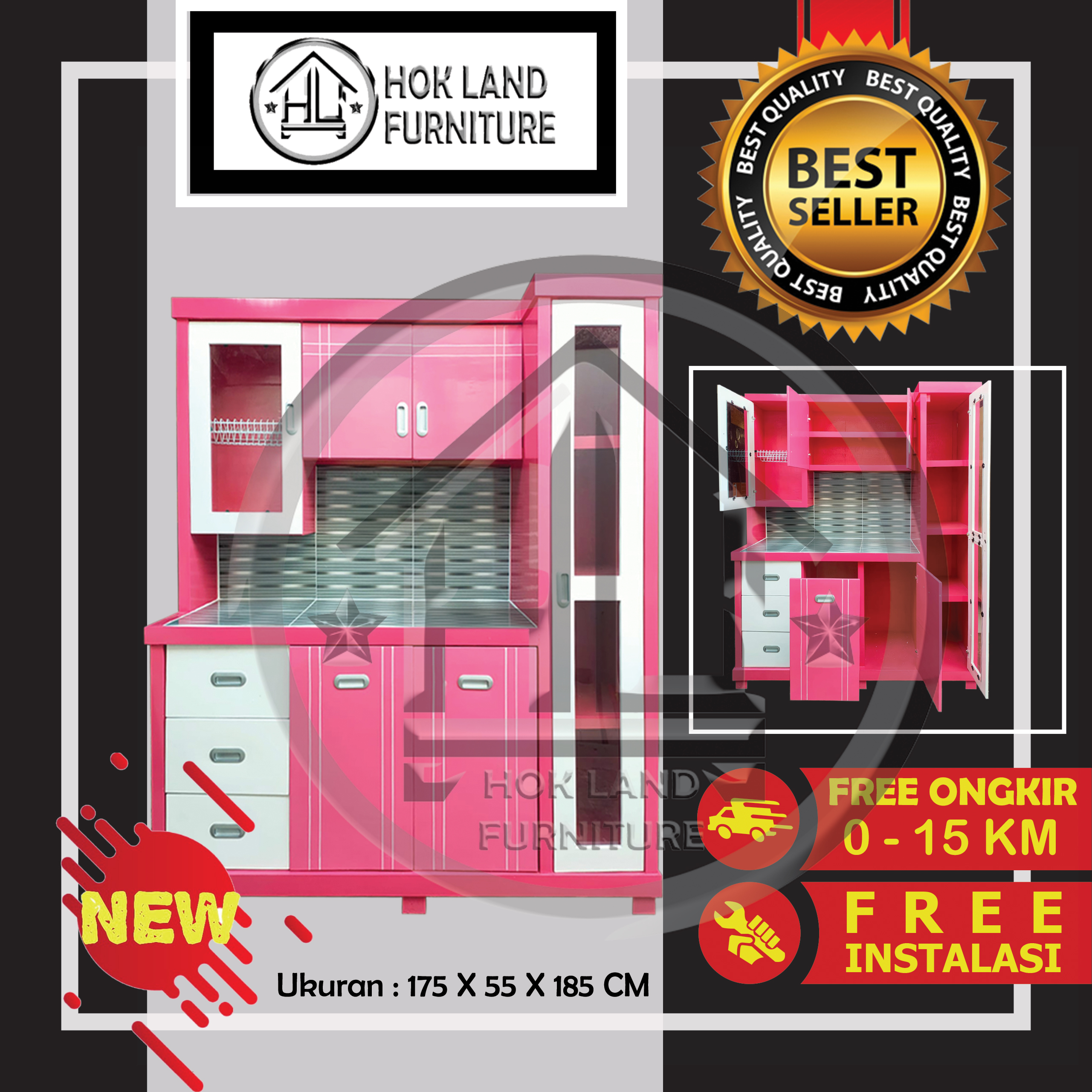 KITCHEN SET 4 PINTU- LEMARI SAYUR KAYU TRIPLEK- LEMARI DAPUR KITCHEN SET MINIMALIS / LS74 ...