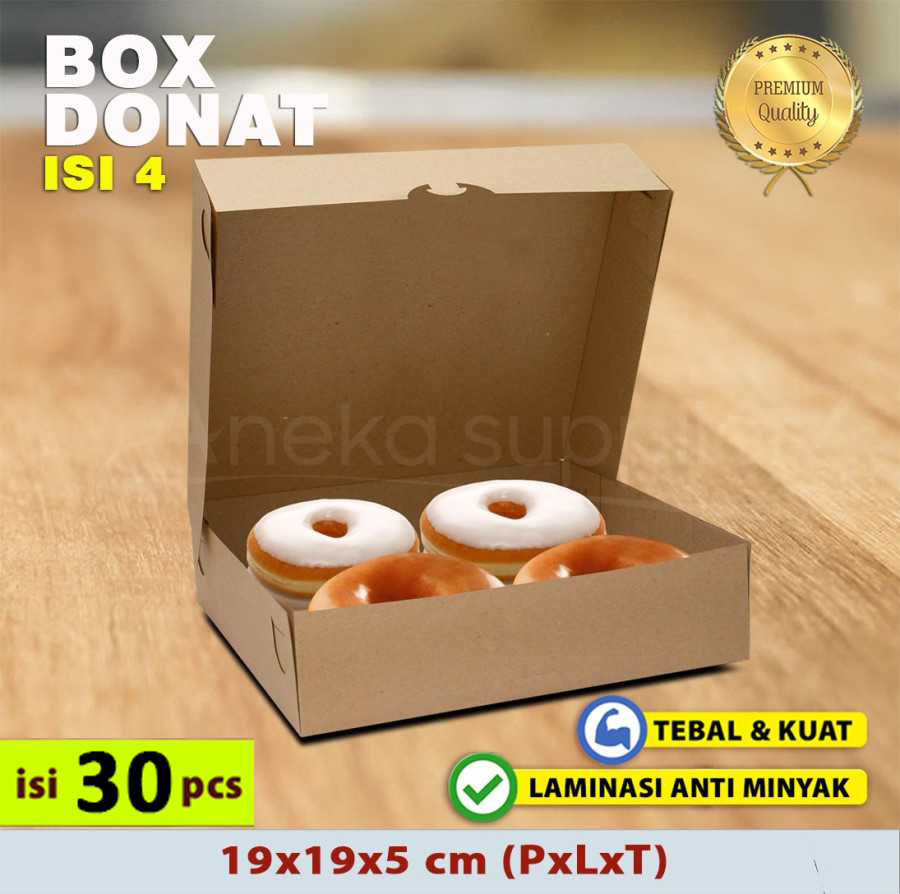 Kotak Dus Box Donat KRAFT COKLAT isi 4 (30 pcs) | Lazada Indonesia