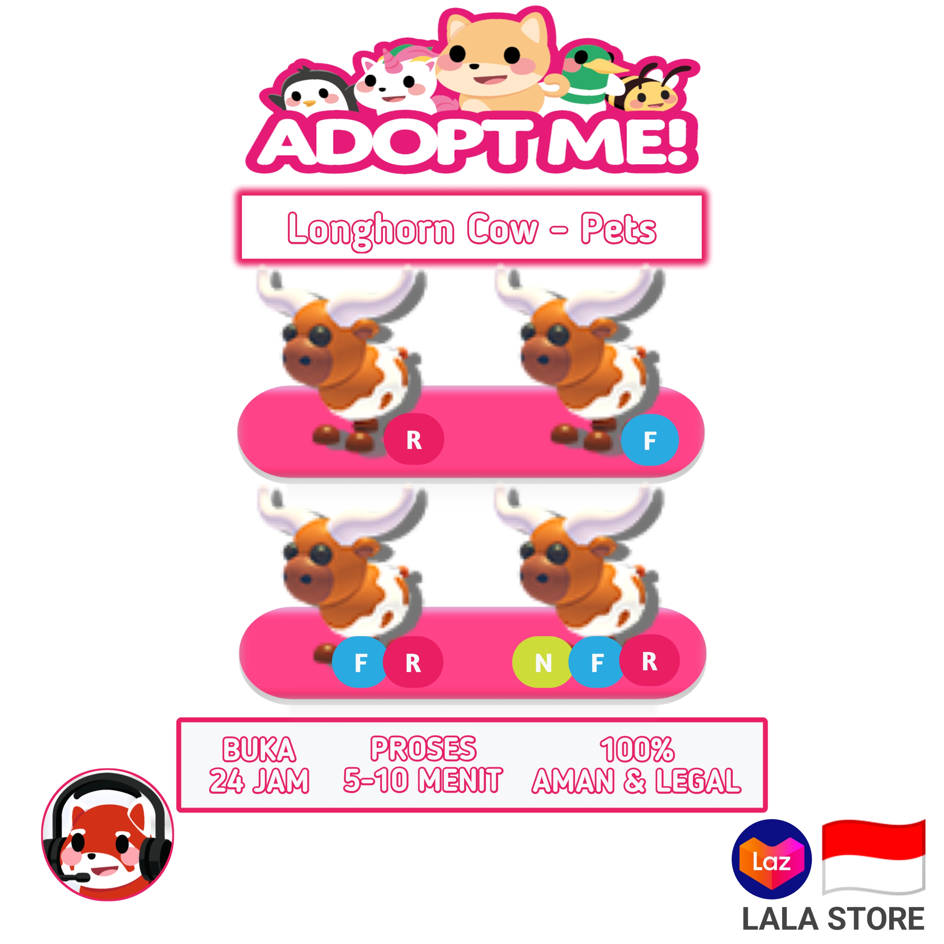 Adopt Me - Longhorn Cow - Roblox | Lazada Indonesia