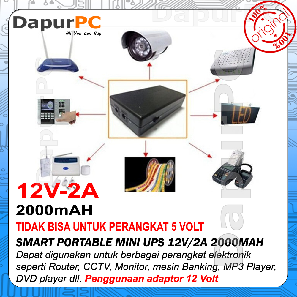 Smart Portable Mini UPS 12V/2A 2000mAh | Lazada Indonesia