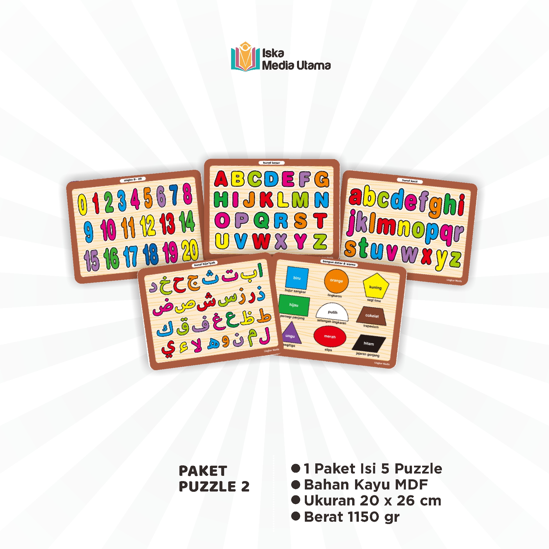 PAKET PUZZLE ISI 5 PUZZLE HURUF BESAR, HURUF KECIL, ANGKA, HURUF ...
