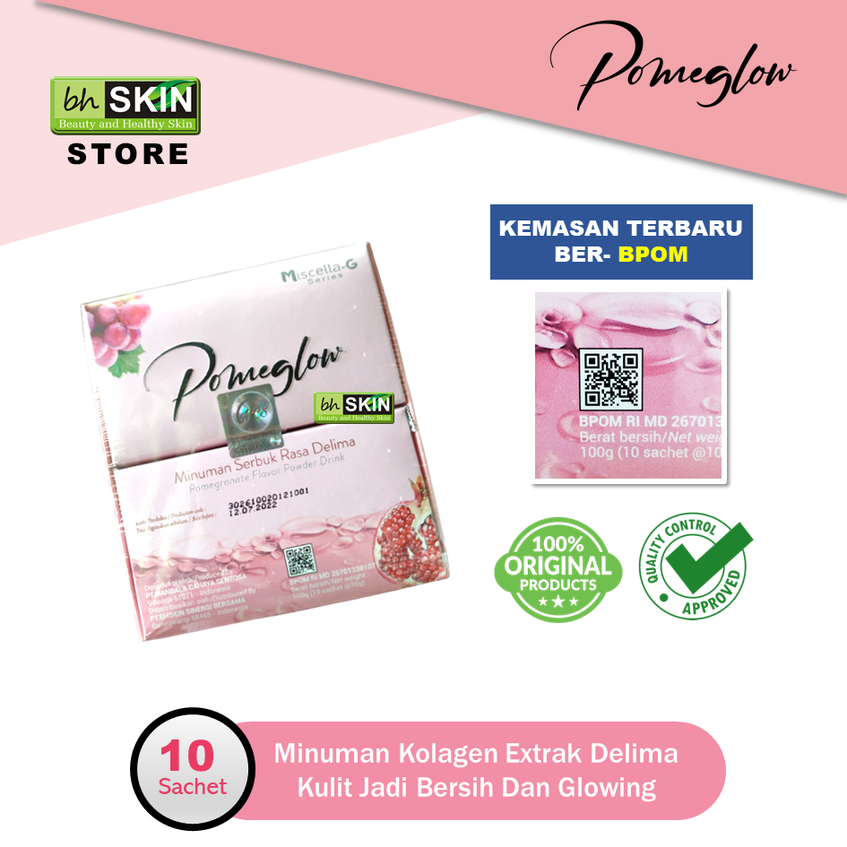 ORIGINAL Pomeglow Collagen isi 10 Sachet Anti Gemuk | KEMASAN BARU ...