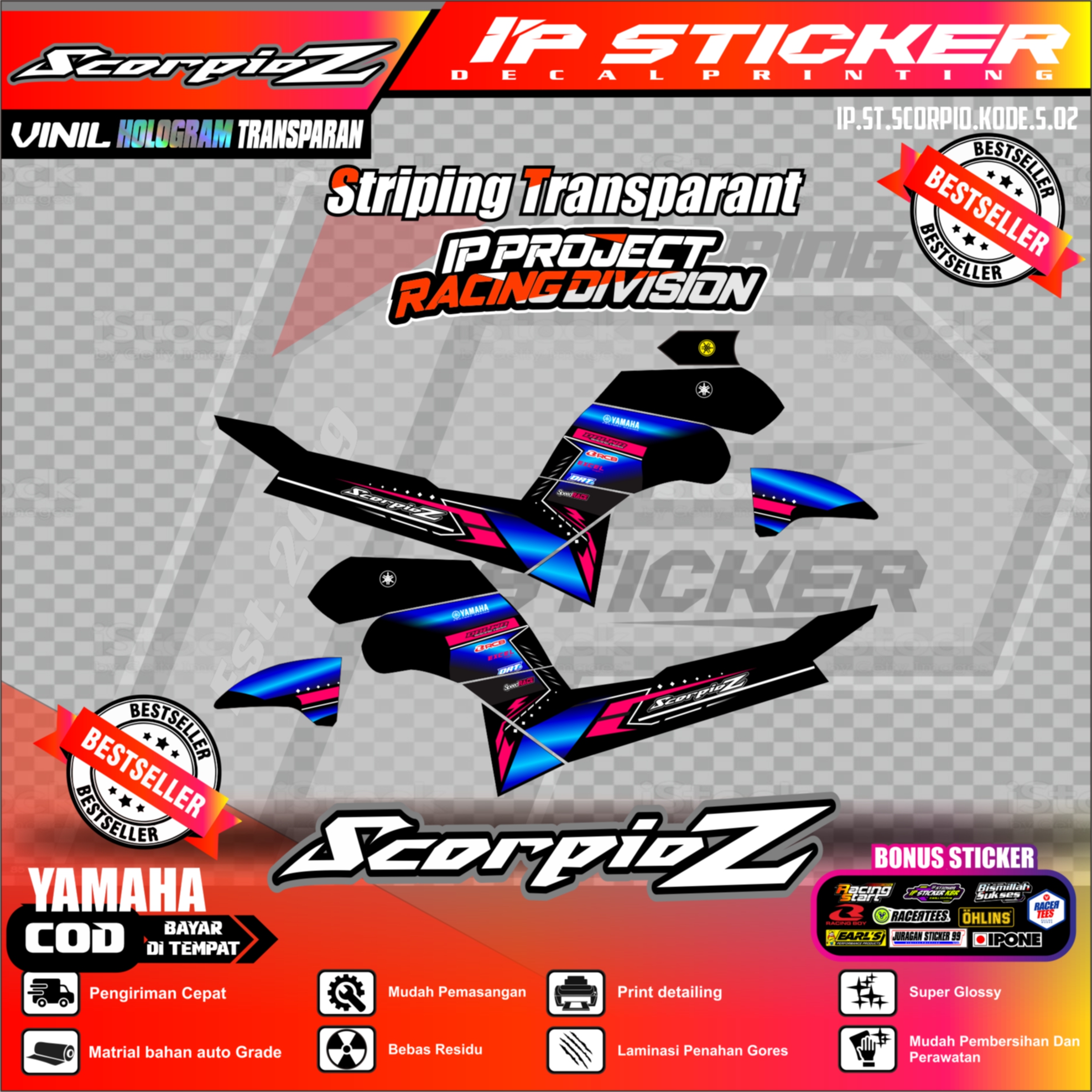 (cod) STIKER STRIPING SCORPIO Z - STIKER STRIPING MOTOR YAMAHA SCORPIO ...