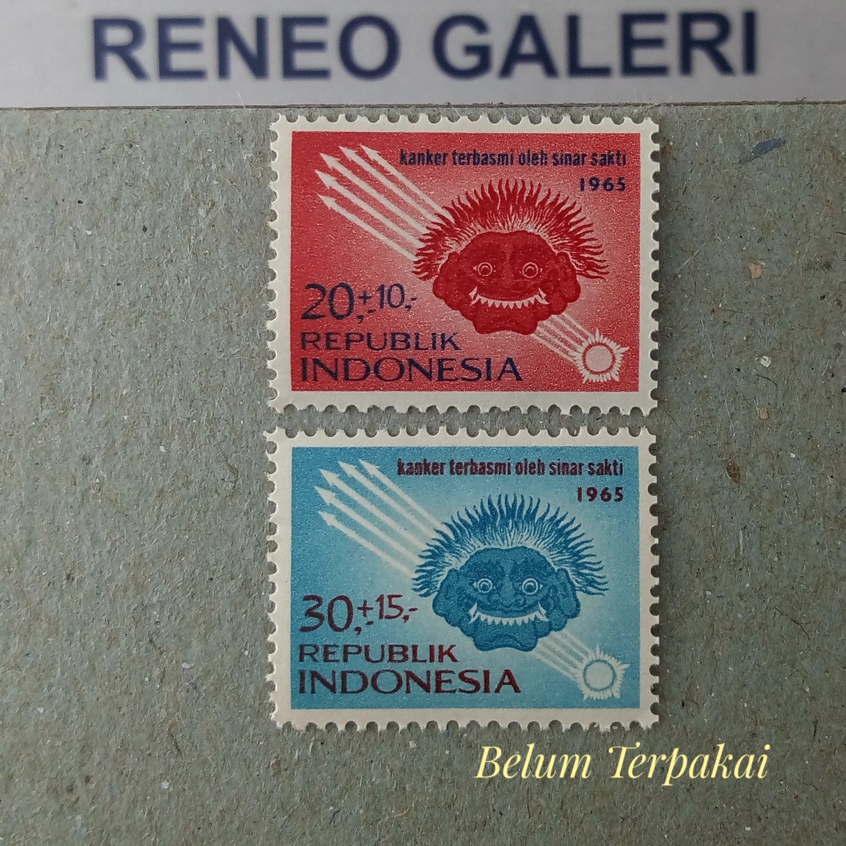 Set Pecahan Lengkap (2v) seri Anti Kanker tahun 1965 perangko lama ...