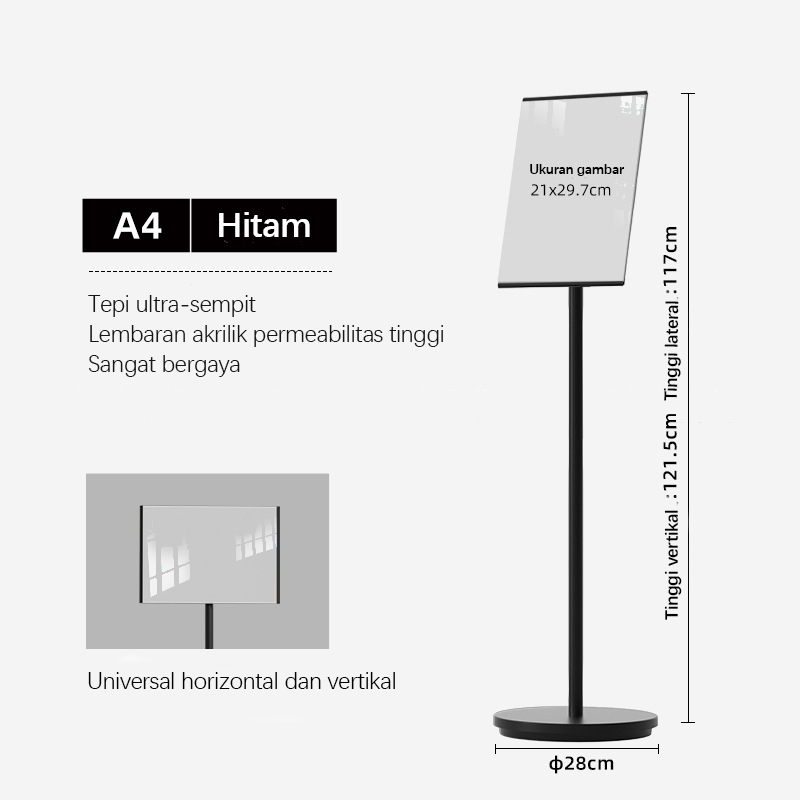⚡Ready Stock⚡A3/A4 Standing Sign Frame Floor Standing Acrylic ...