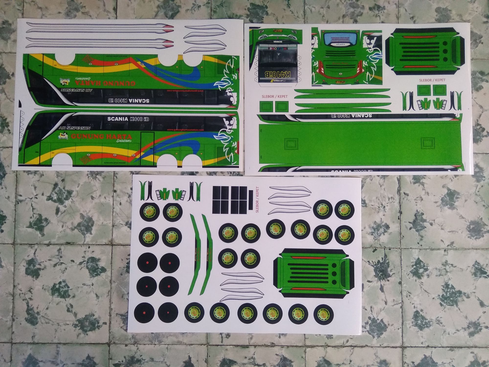 Lembaran PaperCraft Bus Gunung Harta JB3+SHD Scania Tronton Skala 1:30 ...