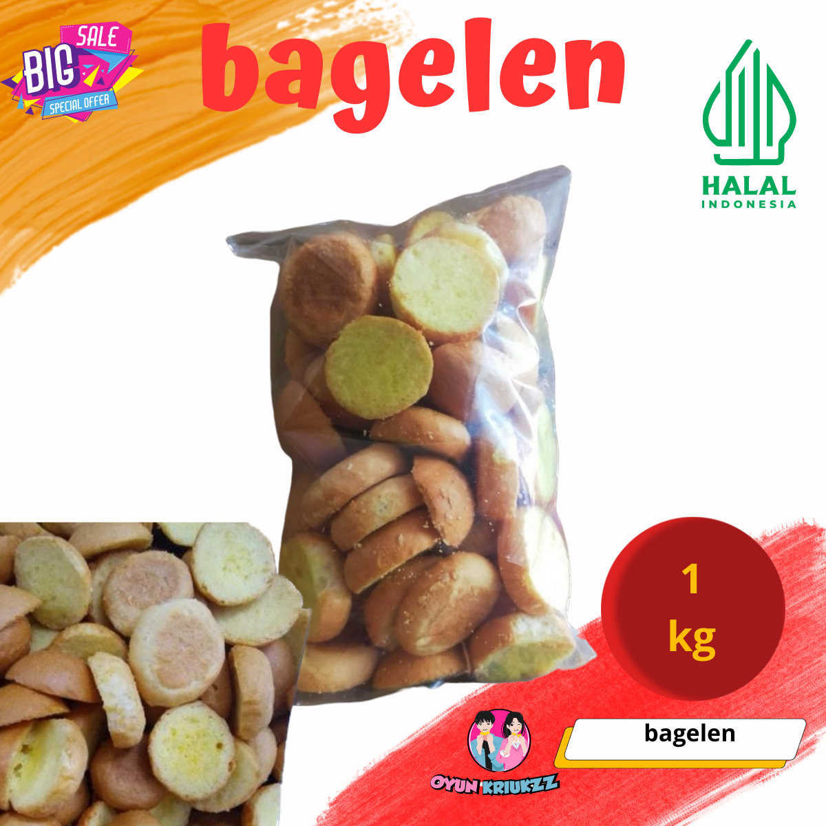 BAGELEN 1 KG GRAM BAGELEN BANDUNG RAYA ORIGINAL ROTI KERING BAGELEN ...