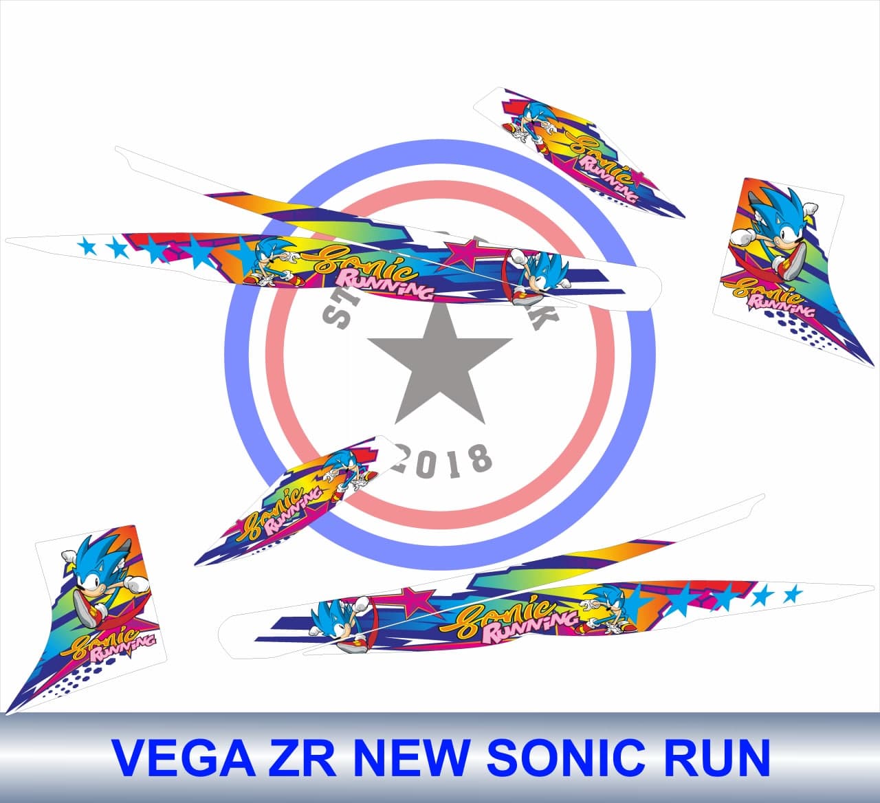 Stiker striping list decal variasi motor VEGA ZR motif sonic run ...