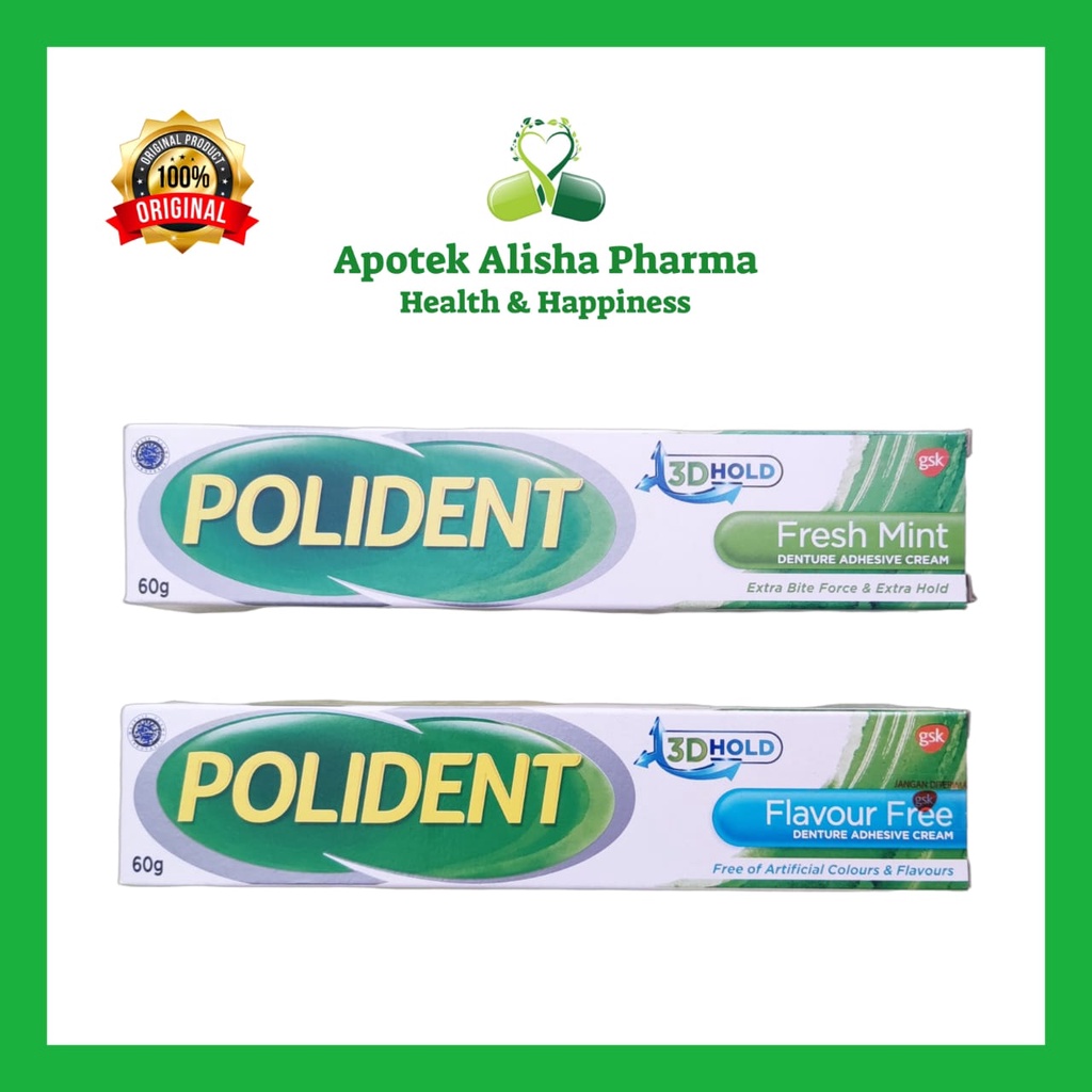 Polident Denture Adhesive Cream 20/60gr - Poliden Perekat / Lem Gigi ...