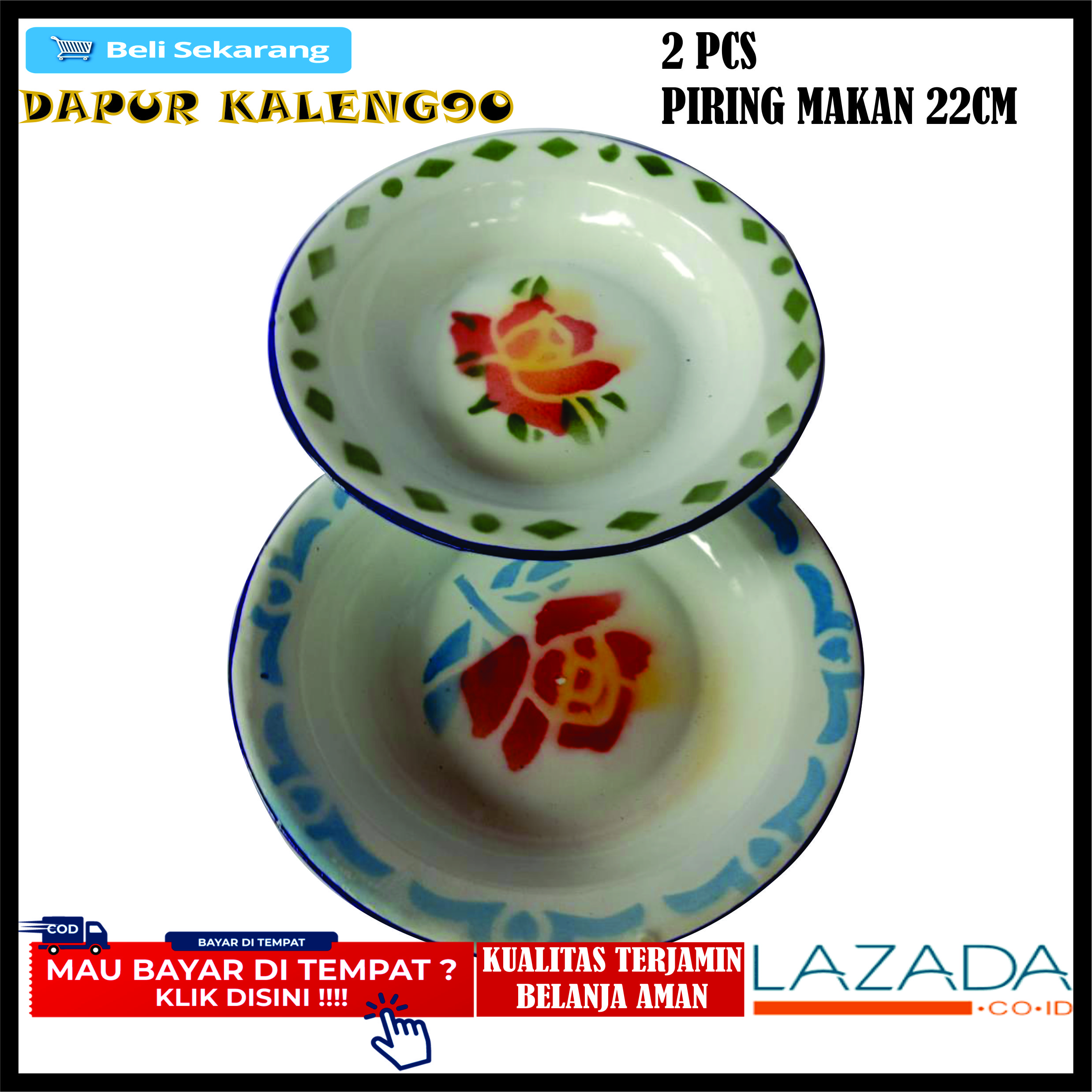PIRING SENG JADUL/ENAMEL 2PCS 22CM - PIRING MAKAN - PIRING LAWAS ...