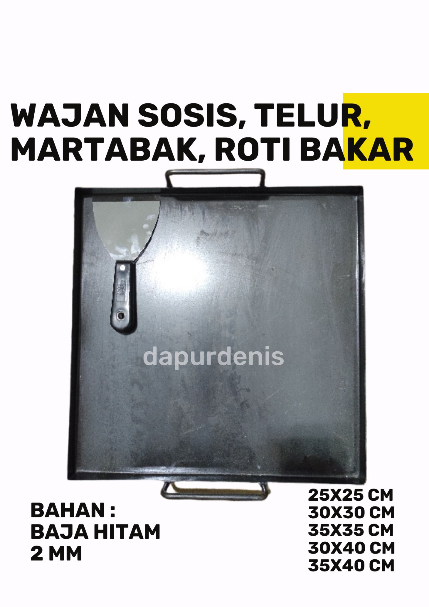 (2MM) Wajan Persegi 30x30 untuk Roti Bakar, Burger, Kebab, Roti John ...