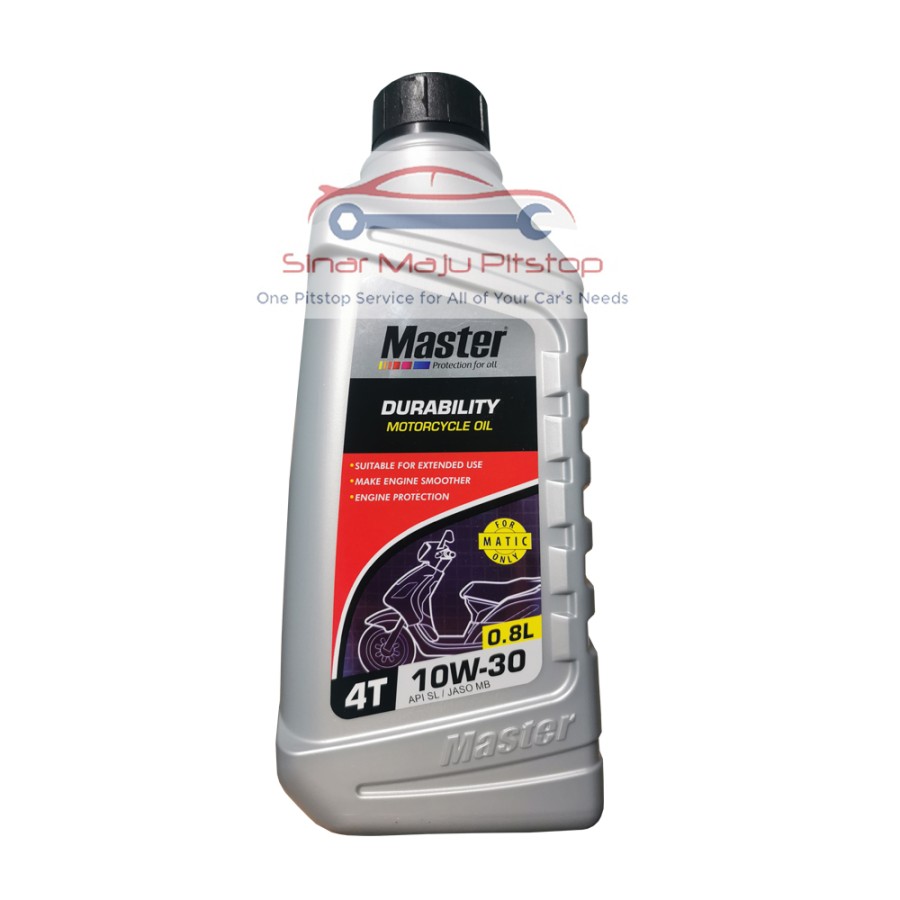 MASTER Durability SAE 10W-30 API SL JASO MB 0.8 Liter Original - Pelumas Oli Mesin Motor Matic ...