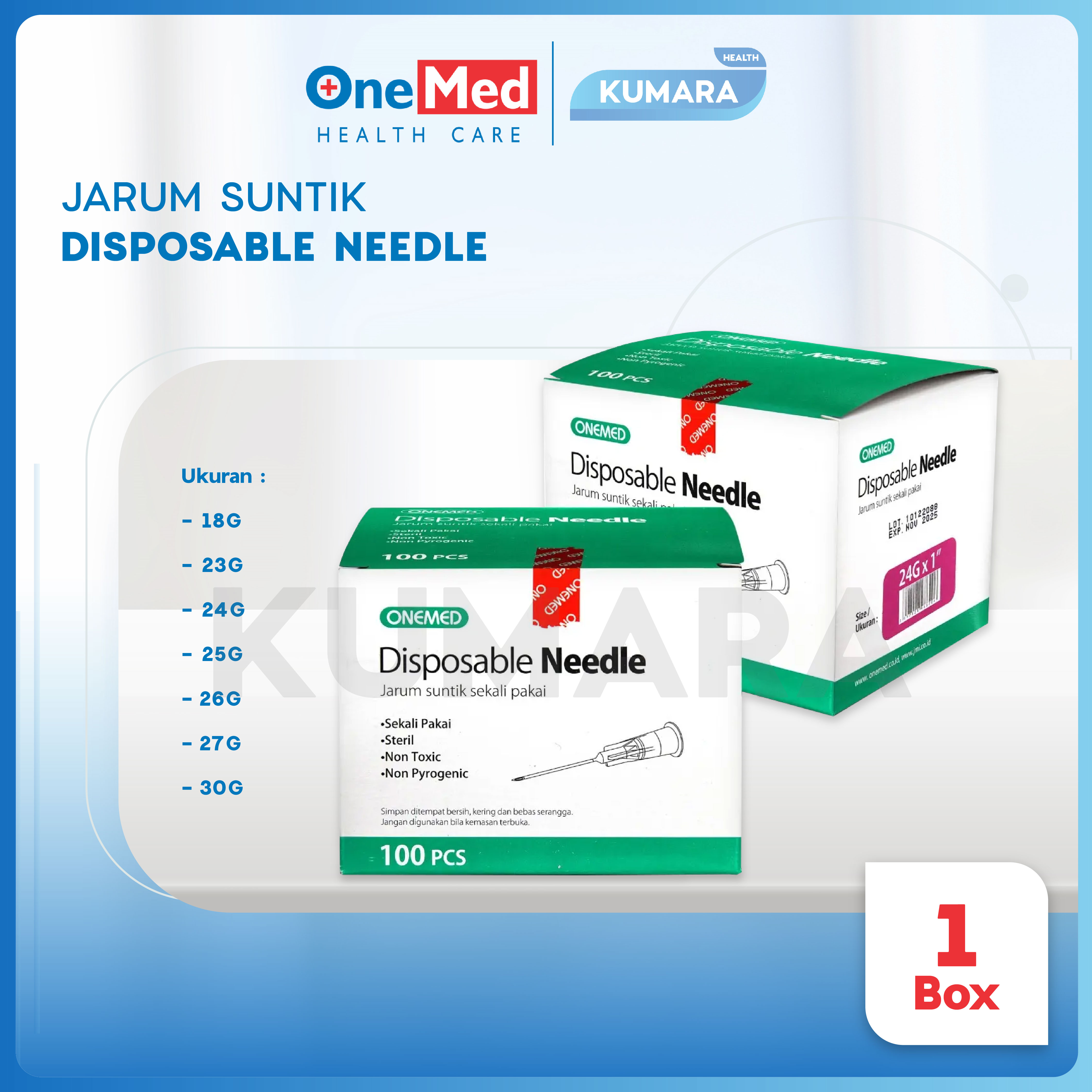 ONEMED - Disposable Needle / Jarum Suntik Sekali pakai BOX | Lazada ...