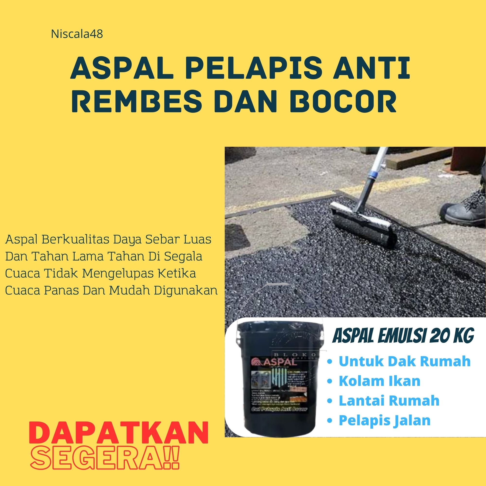 Aspal Emulsi 20 Kg Aspal Cair Pelapis Dak Talang Air Dan Kolam Anti ...