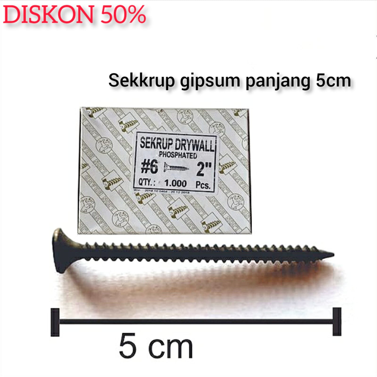 1 DUS skrup gypsum panjang 5 cm isi 500pcs 1 dus sekrup gipsum 6x2" sekrup hitam 6 x2" panjang 5 ...