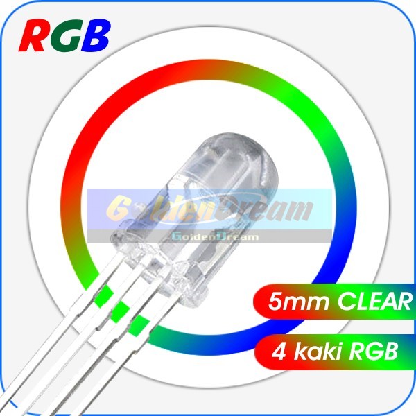 LED 5mm RGB 4P 4 Kaki Multi Color Lampu Warna Common Cathode Anode ...