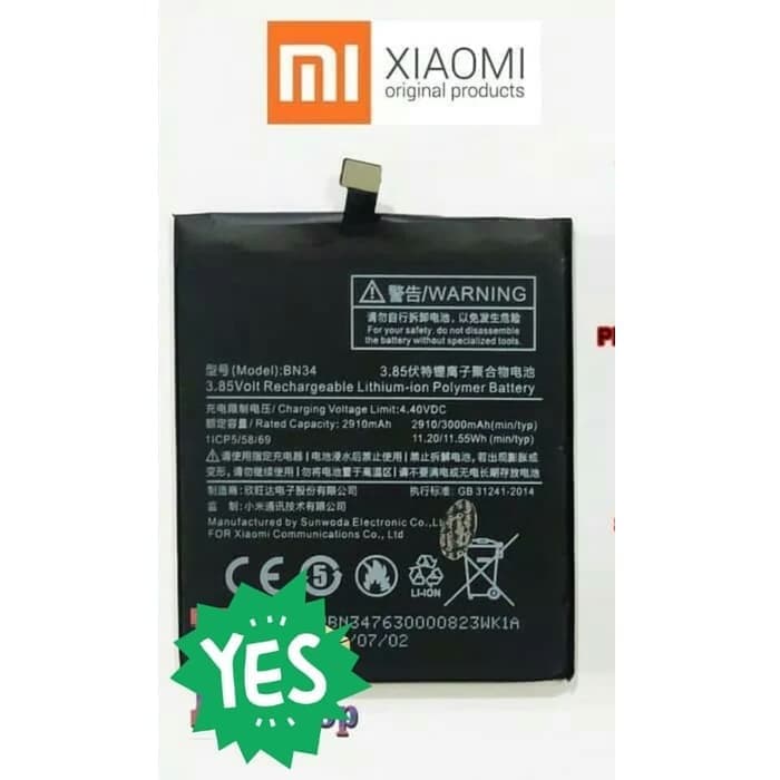 BATERAI XIAOMI REDMI 5A / 5 A / BN 34 / BN34 BATTERY ORI 100% | Lazada ...