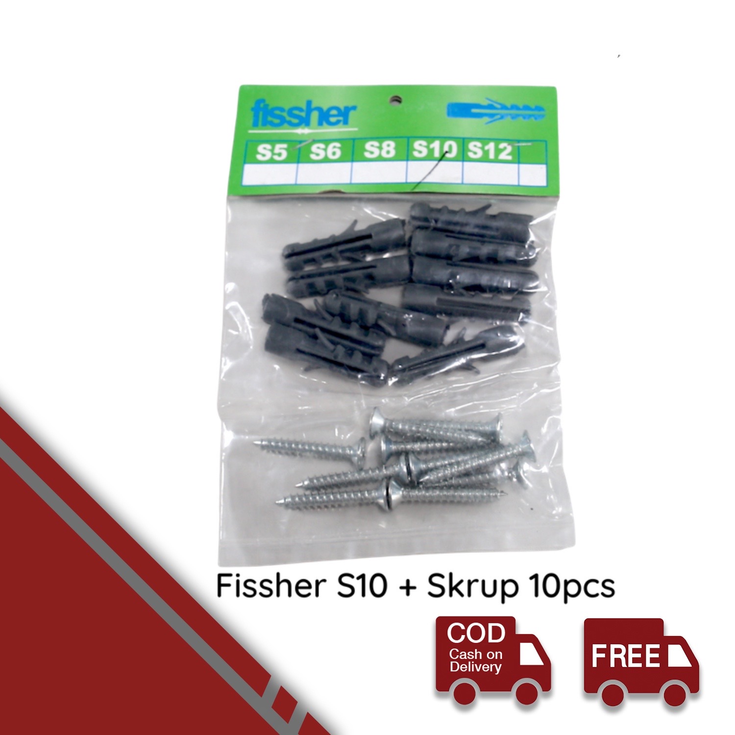 Fisher Tembok Set S5 - F12 Termasuk Skrup Fiser Sekrup Tanam Dinding | Lazada Indonesia
