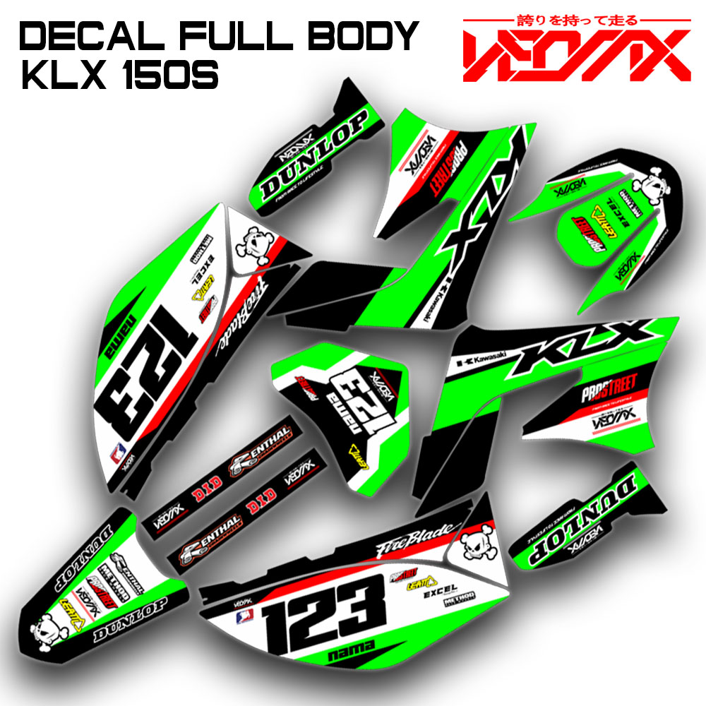 DECAL STIKER KLX 150S KLX 150L KLX150 LAMA FULL BODY BISA CUSTOM NAMA ...