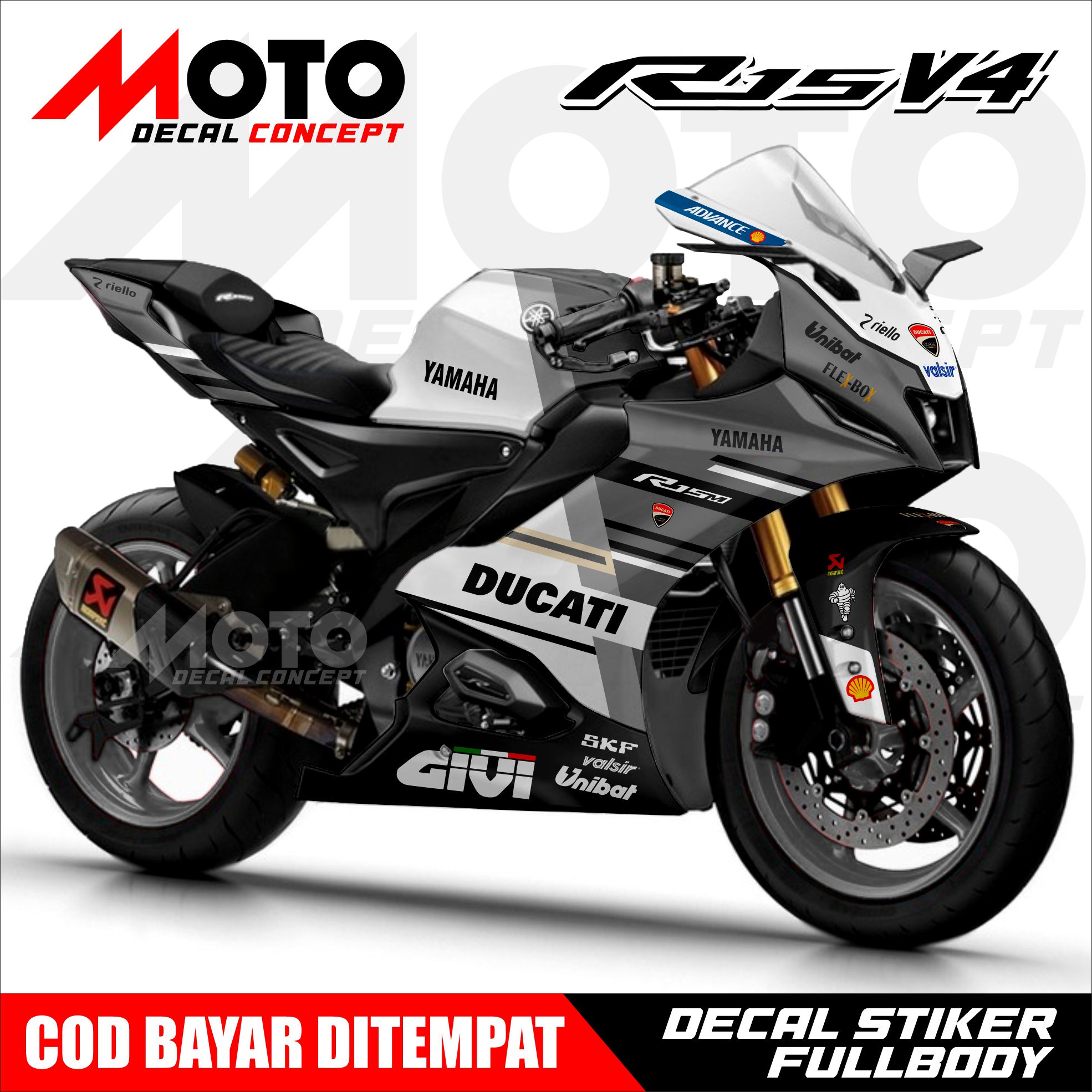 BISA COD Decal stiker r15 v4 Stiker full body R15 v4 motif DUCATI ...