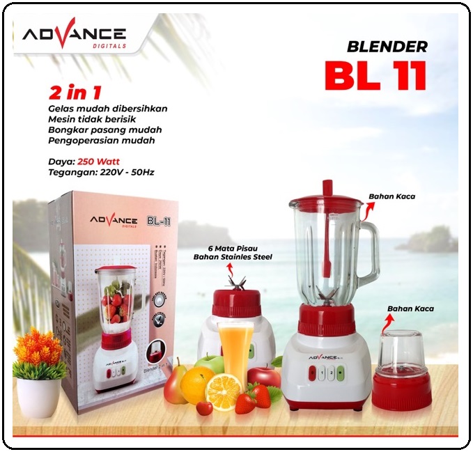 Advance Blender BL11/Penggiling/blender kaca new warna merah | Lazada ...