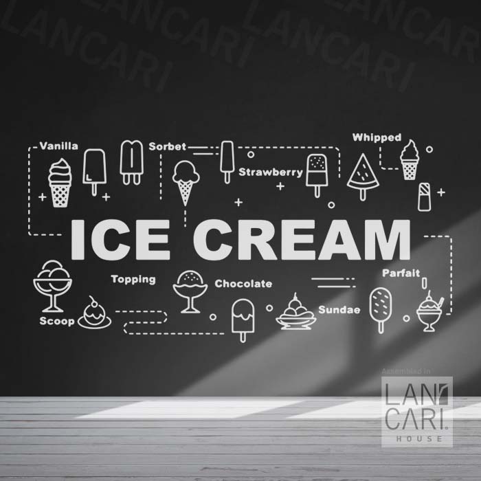 Cutting Stiker Kaca Toko Ice Cream Sticker Cafe Custom Hiasan Dinding ...