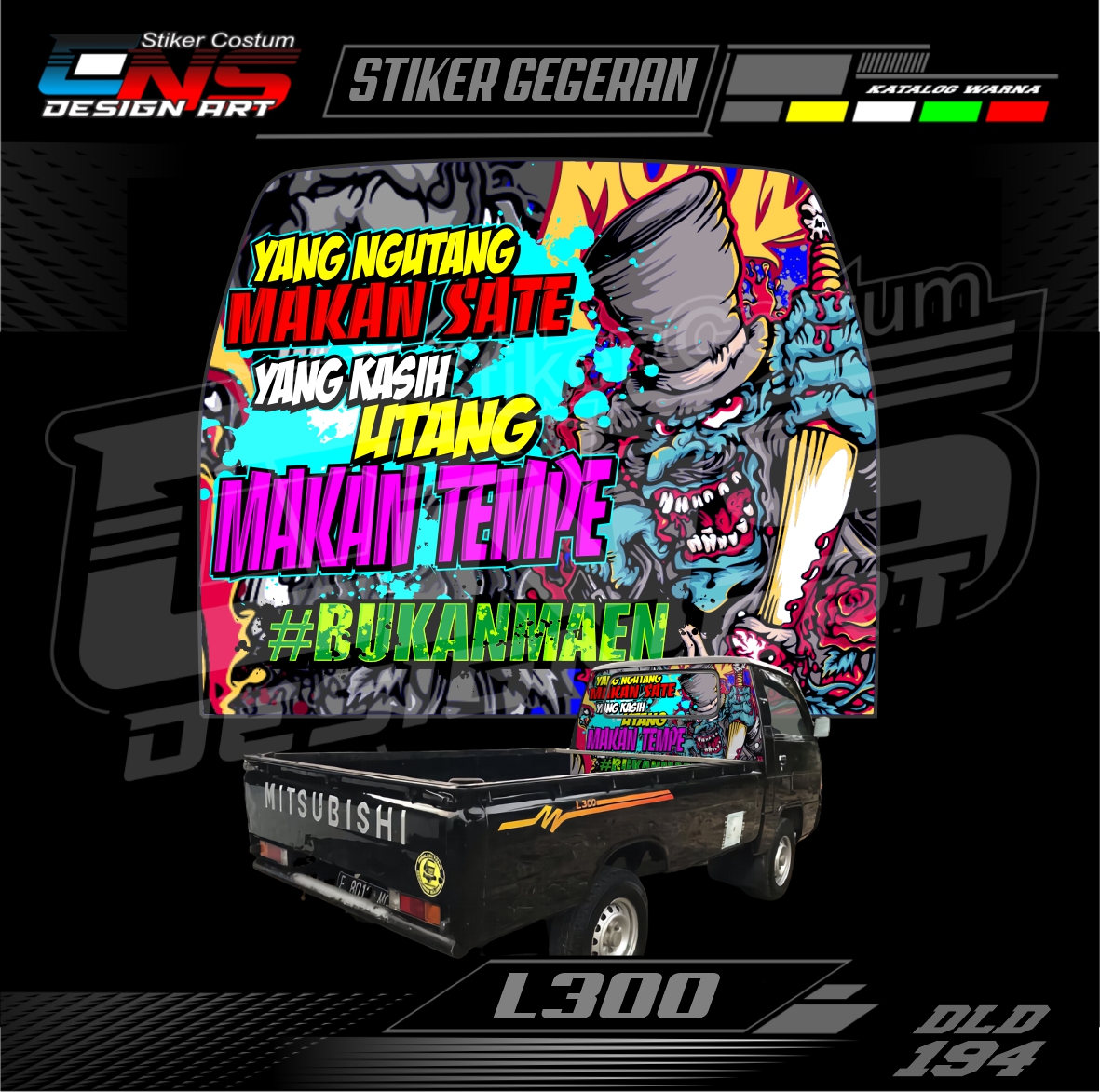 Stiker Kabin Belakang / Gegeran Pick Up Mitsubishi L300 Custom Semua ...