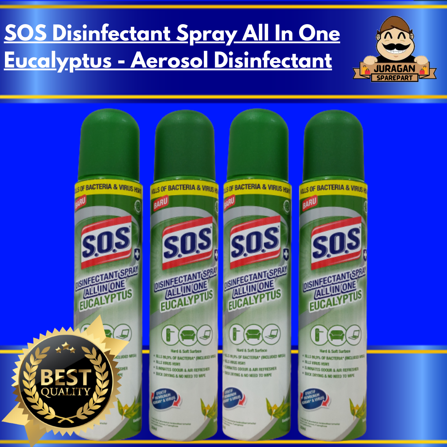 SOS Disinfectant Spray All In One Eucalyptus - Aerosol Disinfectant ...
