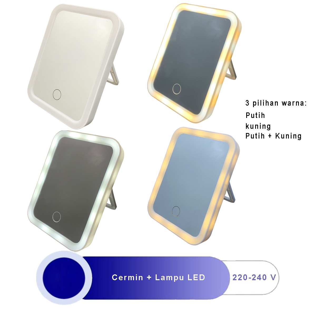 Cermin Lampu LED Rechargeable Cermin Makeup Cermin Rias Kaca Rias ...