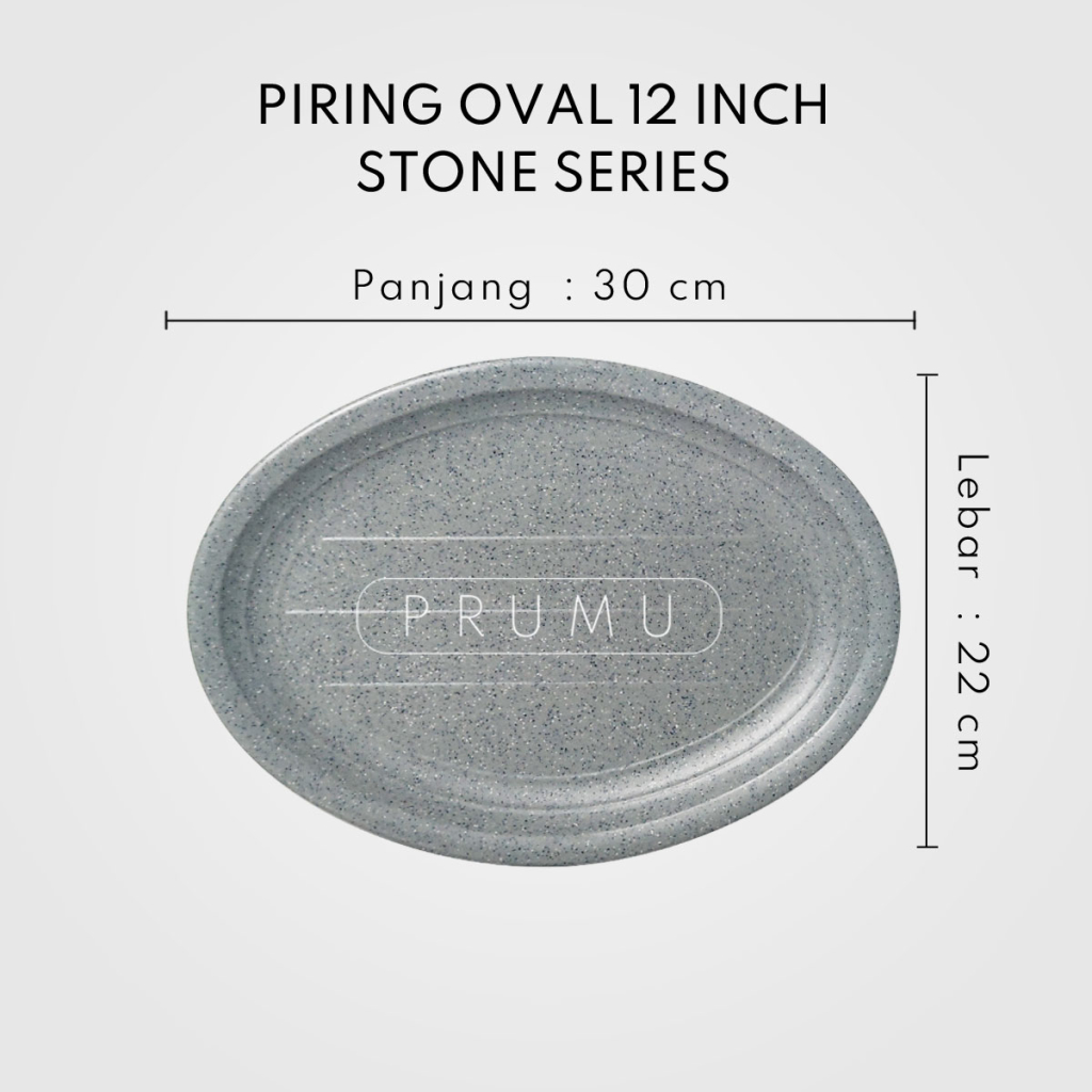 PRUMU Melamine Stone Piring Oval 12 inch - Piring Saji Besar - Piring ...