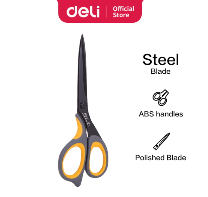 Deli Scissor / Gunting Berlapis Teflon Besar/Kecil Anti Karat Desain Ergonomis E6027 E77757 ...