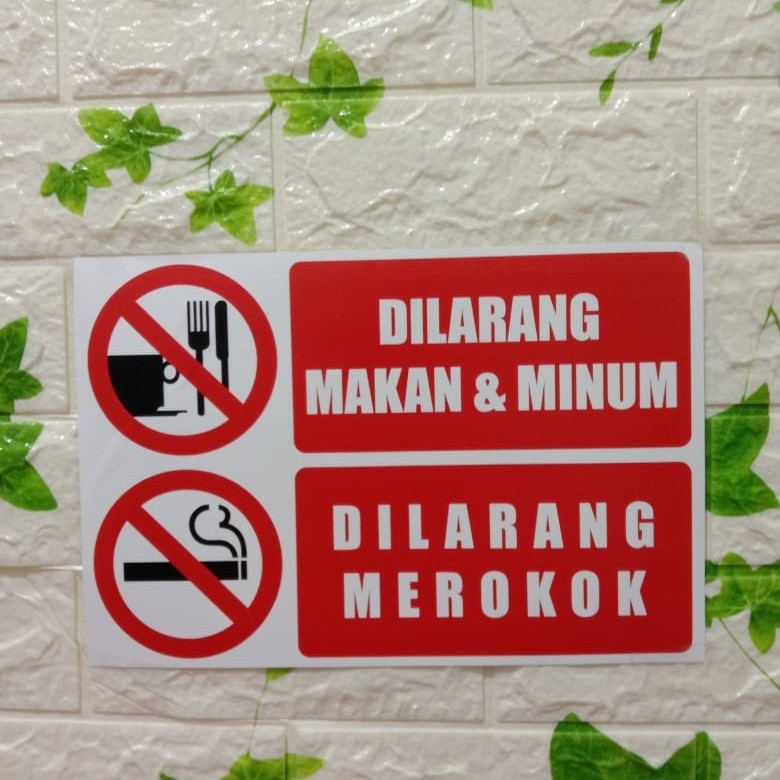 SIGN STICKER MAKAN. MINUM DAN MEROKOK UK 20X30CM | Lazada Indonesia