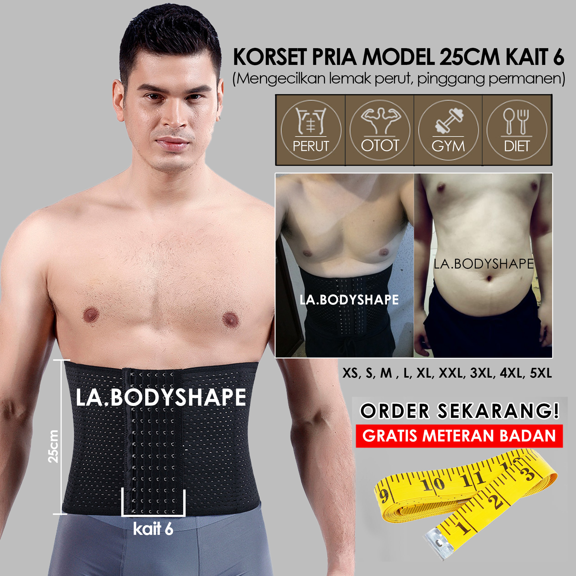 Korset pria / korset laki laki / korset cowok pelangsing perut model ...