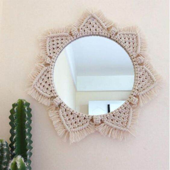 pembungkus macrame /macrame kaca /hiasan dinding plus kaca-cermin ...