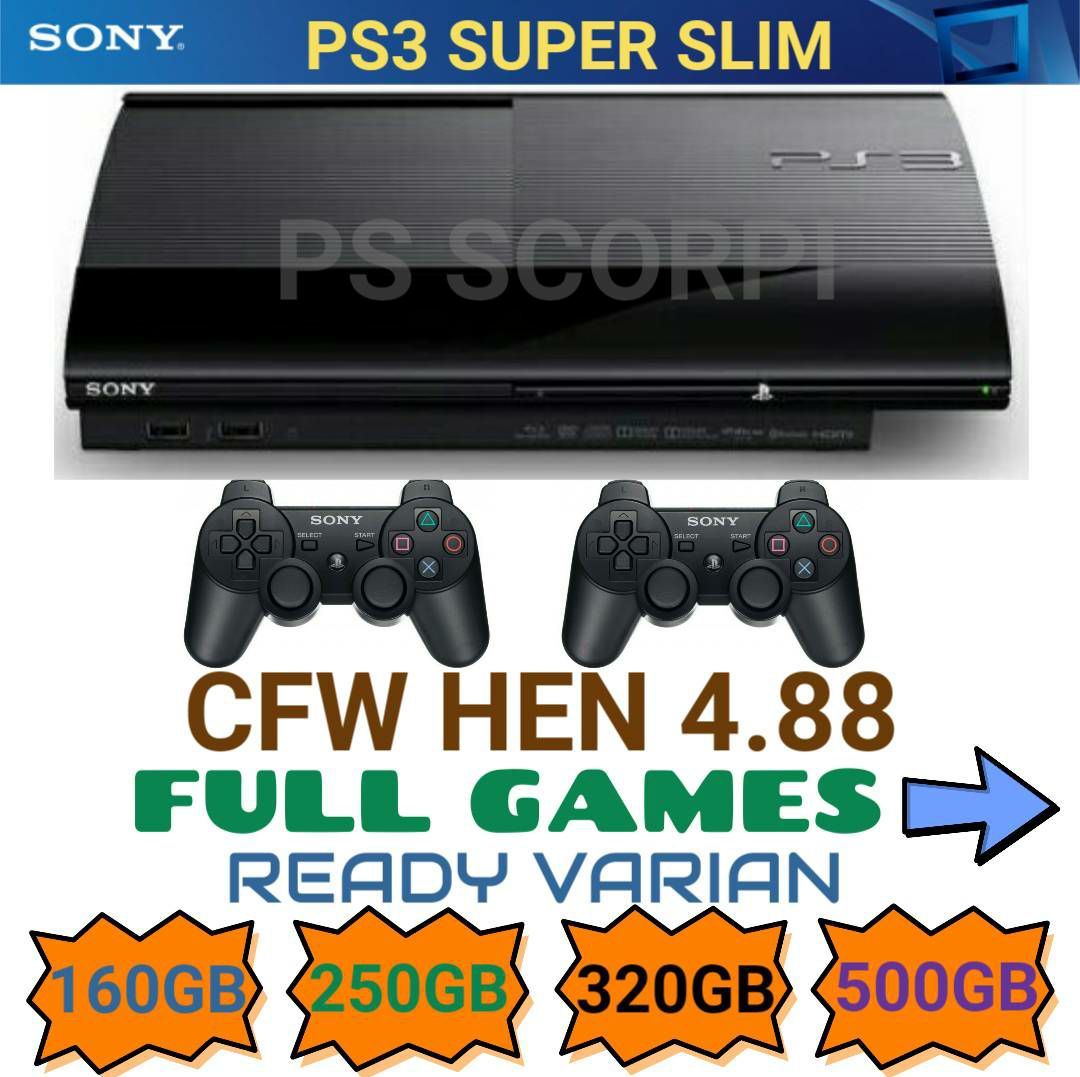 Sony Playstation PS 3 / Ps3 Super Slim / Superslim Full Games ( 2 Stik ...