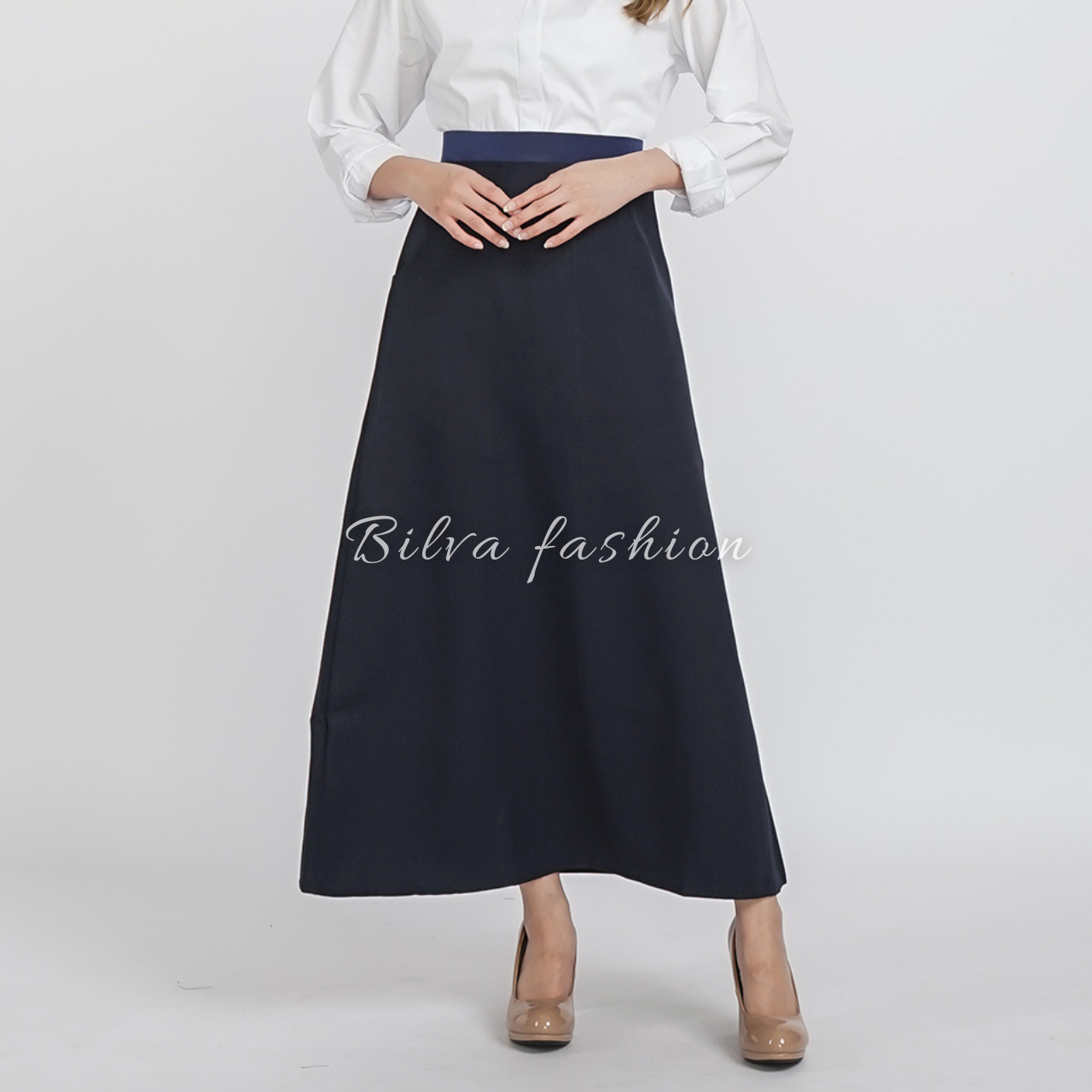 Rok Formal Panjang Kantor Pinggang Karet Rok Kerja Wanita Panjang | Lazada Indonesia