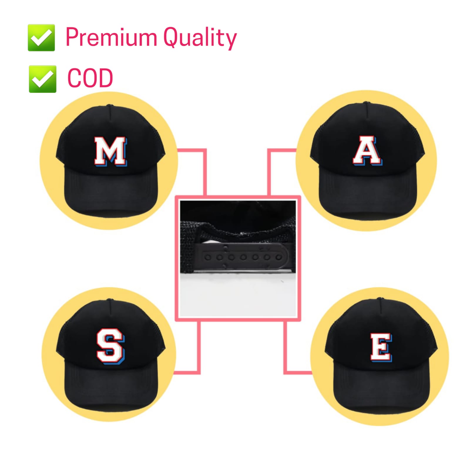 Topi Alphabet Inisial Huruf / Topi Distro Branded Topi Jaring Inisial ...