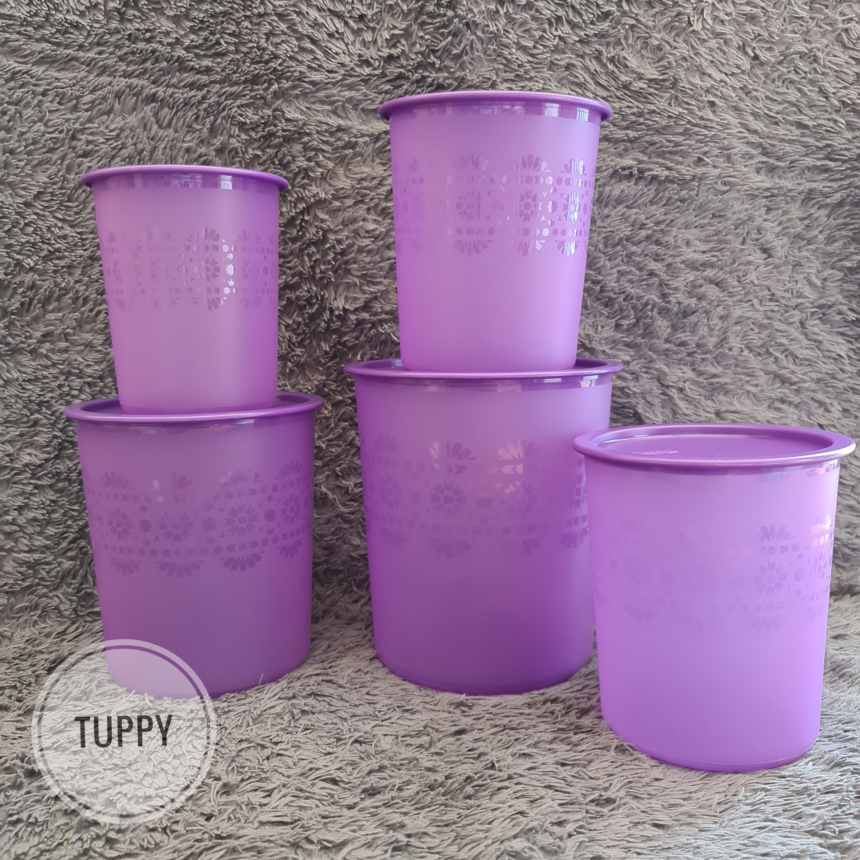 Tupperware Purple Mosaic Canister Set Ungu Toples Tupperware Plus Free ...
