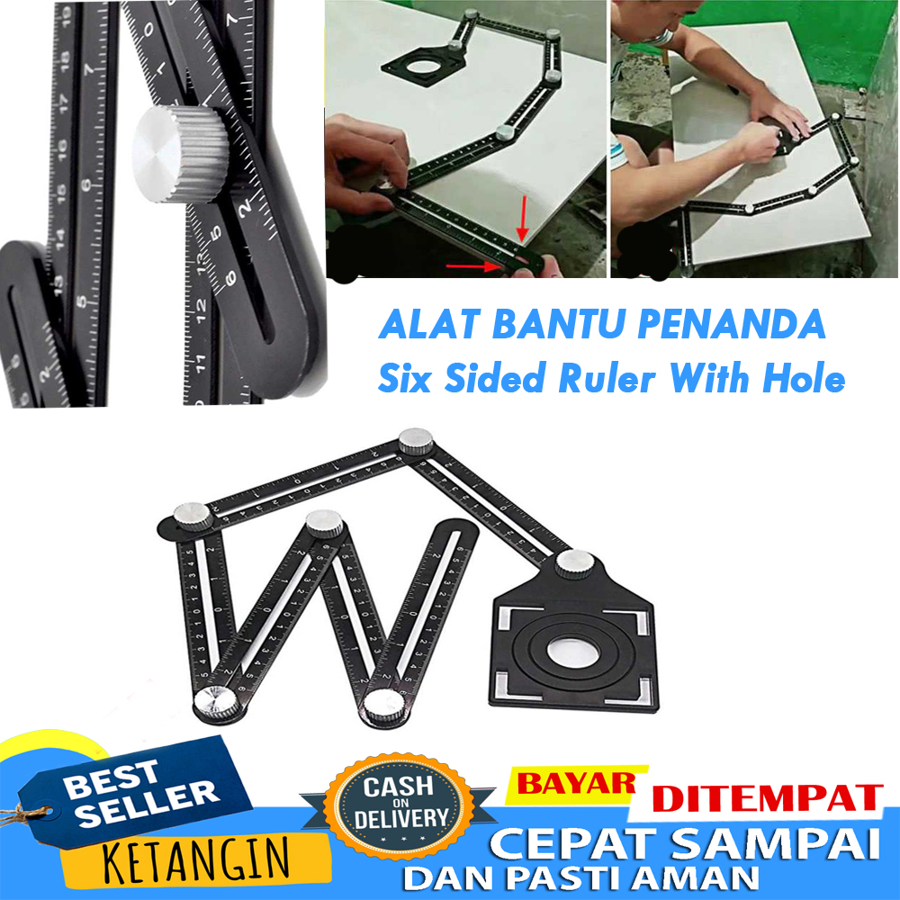 Alat bantu penggaris penanda mengukur six sided ruler measurment dengan ...