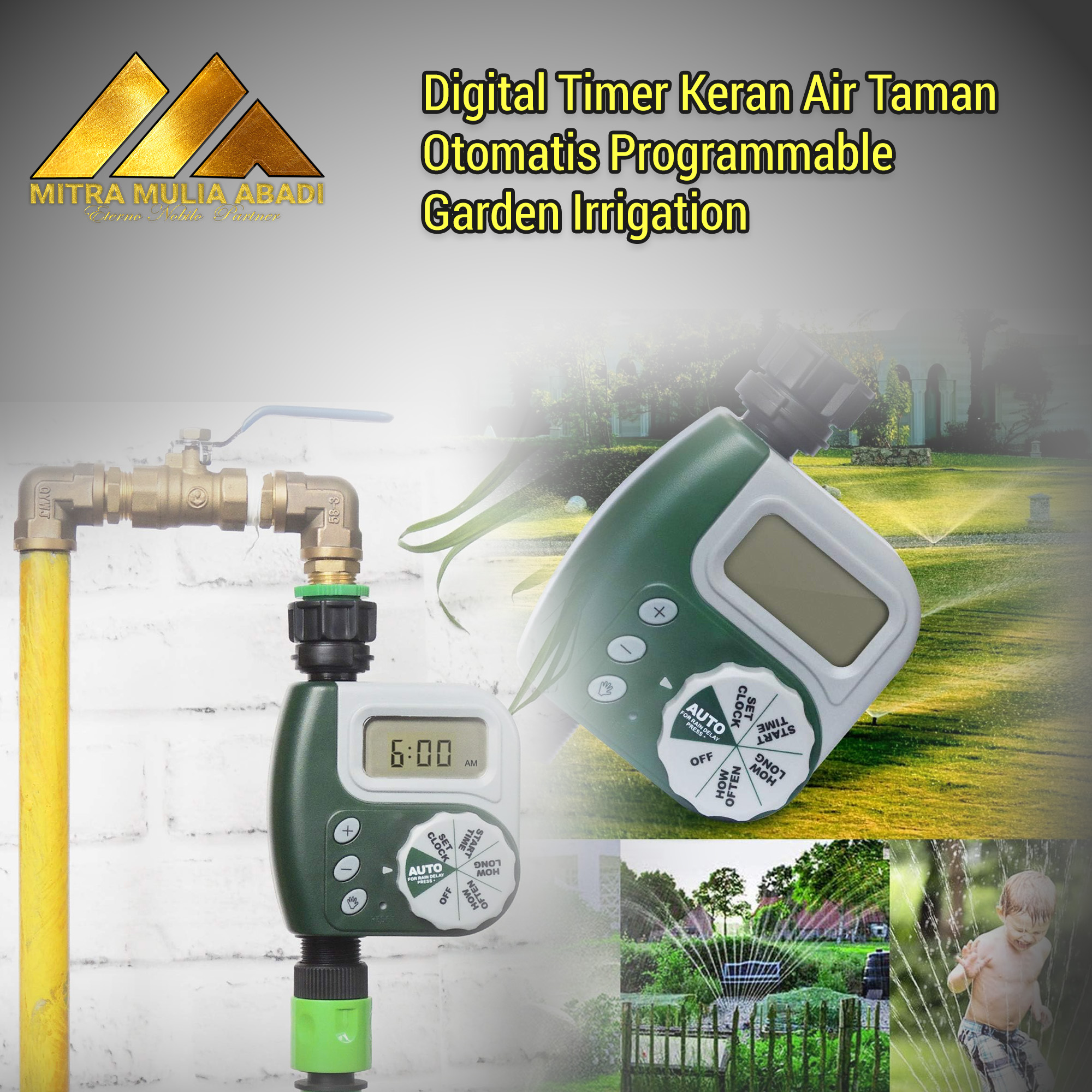 Digital Timer Keran Air Taman Otomatis Programmable Garden Irrigation ...