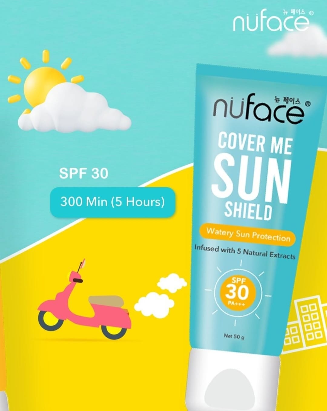 NuFace Cover Me Sun Shield Protection SPF 30/30+ToneUp/50 PA+++ 50Gr ...