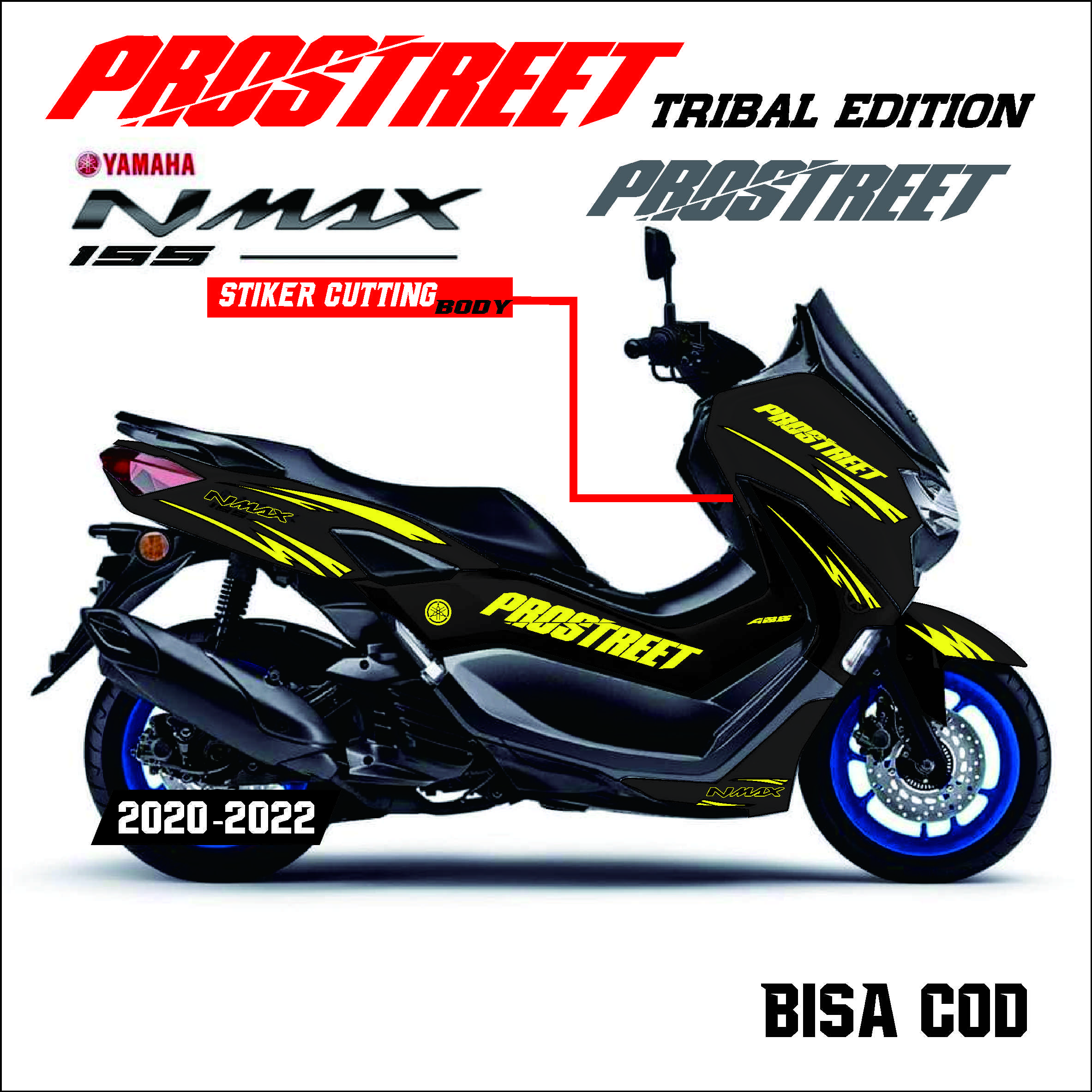 STIKER BODY MOTOR CUTTING NEW YAMAHA NMAX 2020-2021 TRIBAL PROSTREET ...
