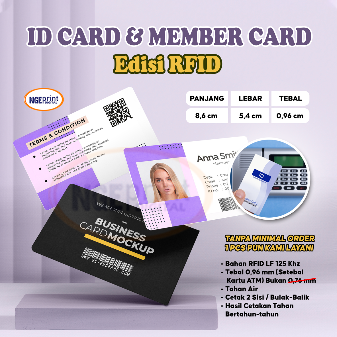 Kartu Akses RFID / Kartu Absen / Smart Card RFID 13.56 mhz / RFID 125khz / RFID Card Custom ...