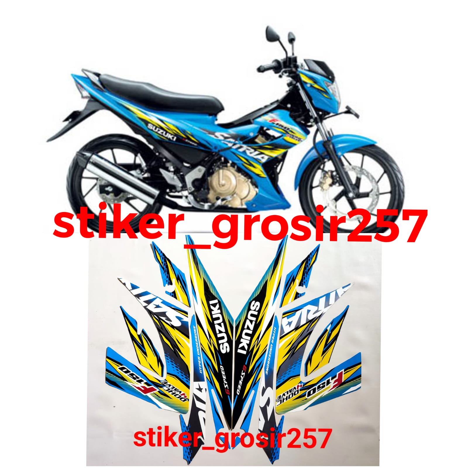 STIKER STRIPING LIS BODY SATRIA FU F150 2013 2014 FACELIFT WARNA BIRU ...