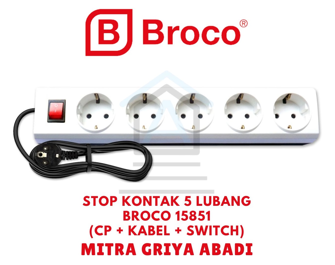 Stop Kontak 5 Lubang + Kabel + Saklar Broco 15851 (Child Protection ...