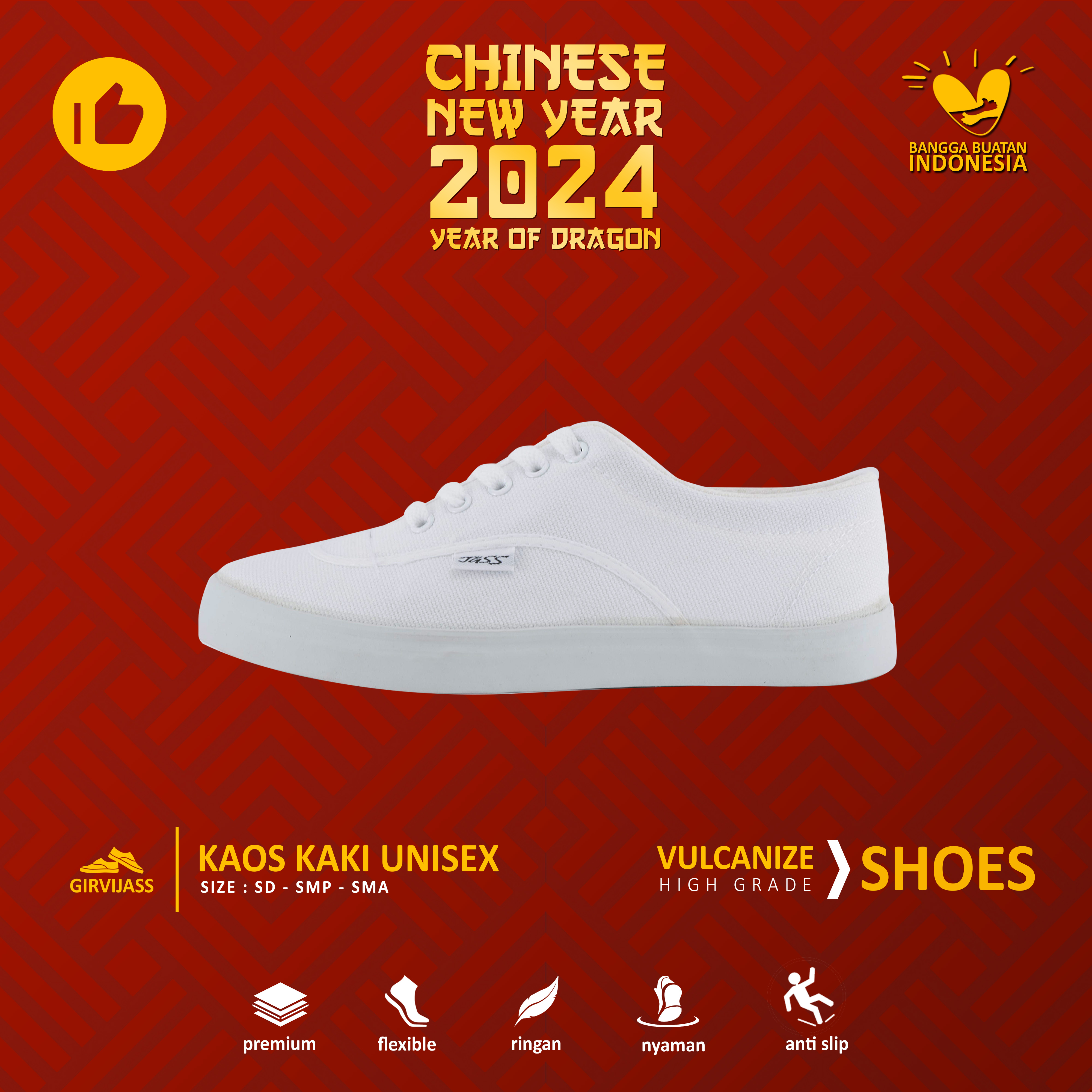 Girvi Jass 7328 - Sepatu Sekolah Girvi Jass Kanvas Putih Vulcanized ...