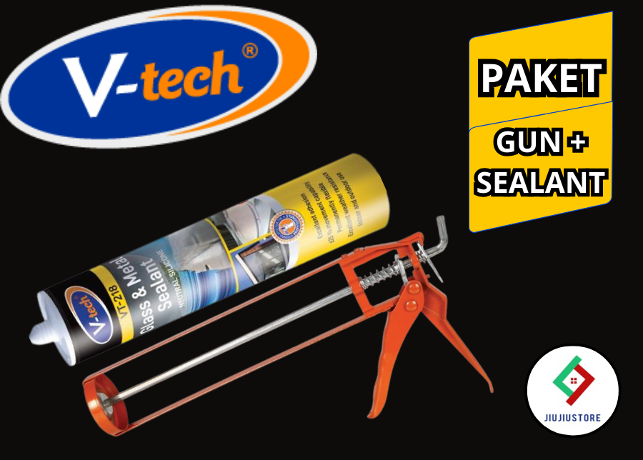 SILICONE SEALANT NEUTRAL V-TECH LEM KACA NETRAL + GUN SEALANT BESI ...