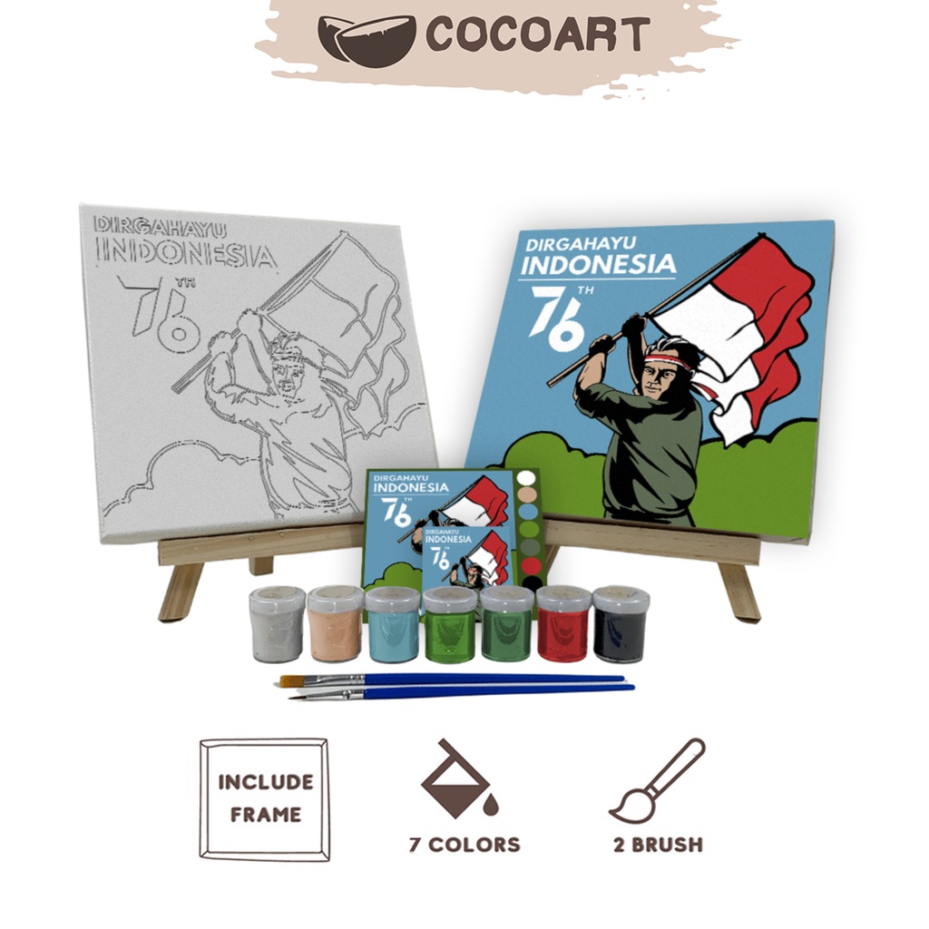 Paint By Number Kit [ MERDEKA ! ] - Cocoart.id I Kanvas 20 x 20 cm ...