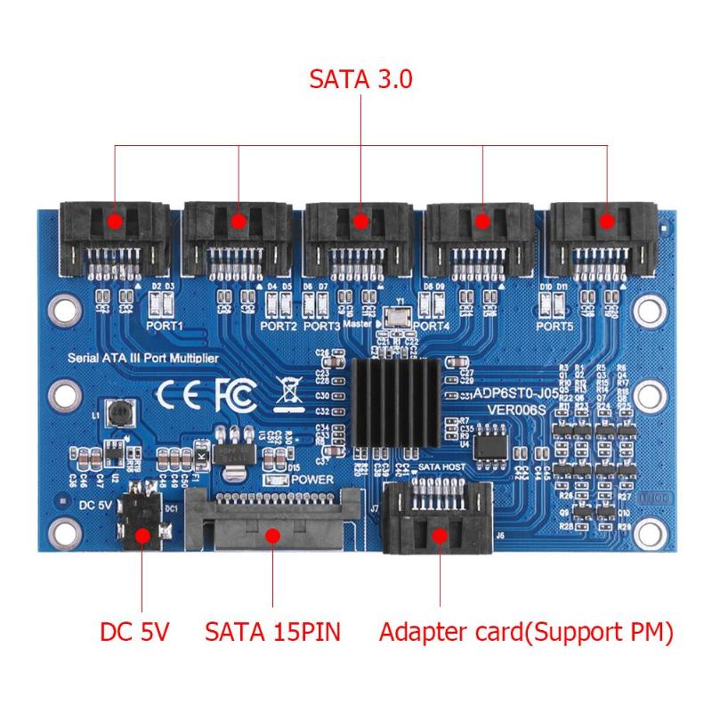 Controller Card Motherboard Sata Expansion Card 1 To 5 Port Sata3.0 ...